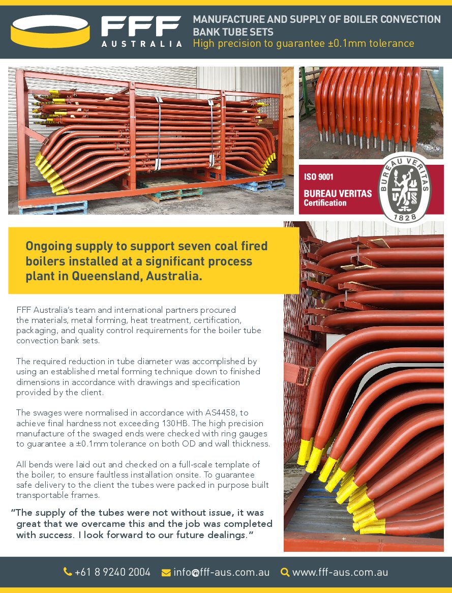 Manufacture And Supply Of Boiler Convection Bank Tube Sets | FFF Australia